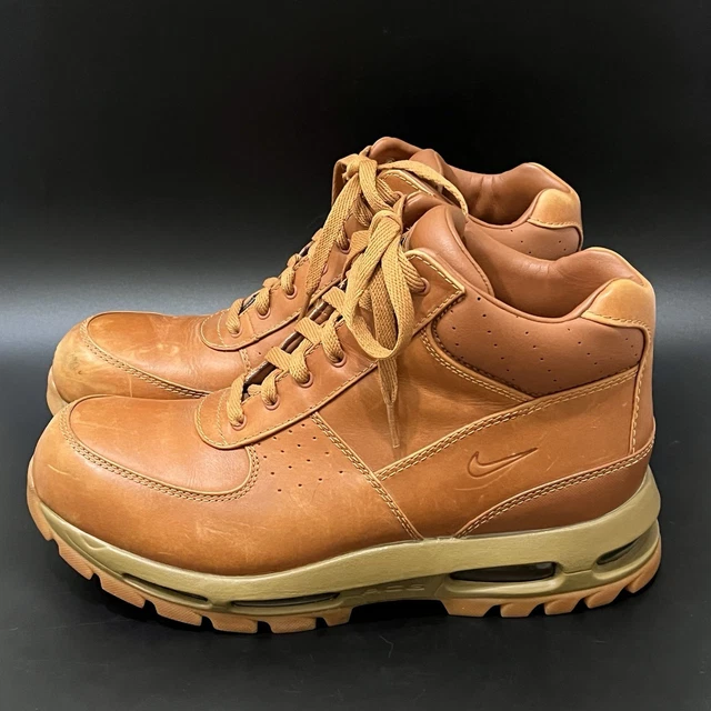 NIKE AIR MAX Goadome ACG Boots Tawny Brown Leather Gum Sole Mens US Sz ...