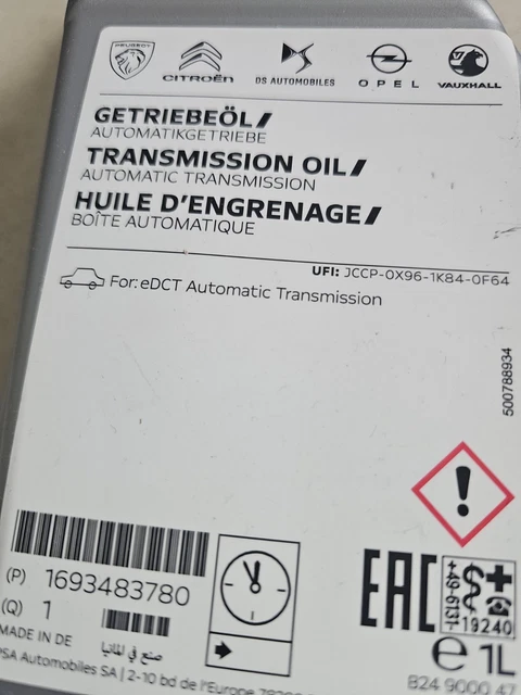 NEW GENUINE CITROEN Oil Automatic Gearbox Dct F-P 1L Fluide 1693483780 ...