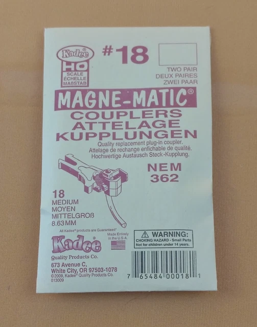KADEE #18 HO Scale Magne-matic Couplers NEM 362 - 2 Pair - Sealed £12. ...