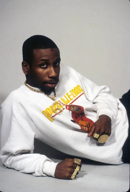 RAPPER ROB BASE appears in a portrait with his likeness on a swea - Old ...