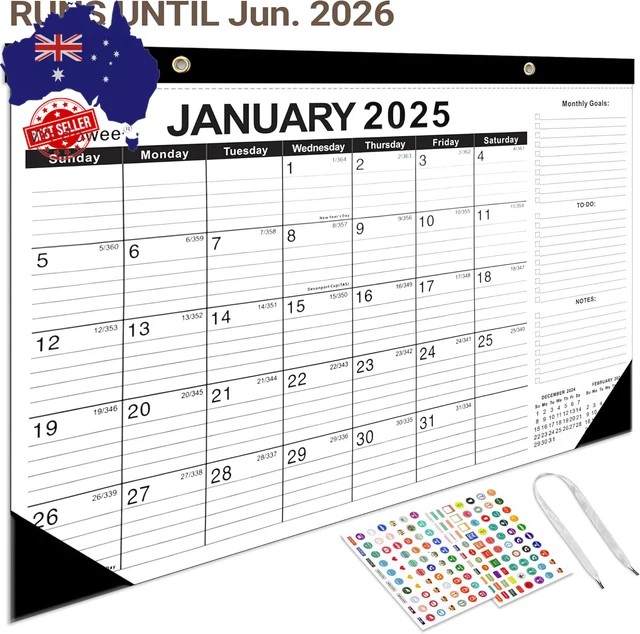 DESK CALENDAR 2025 with Holiday Reminder, 18 Months Wall Calendar Runs ...