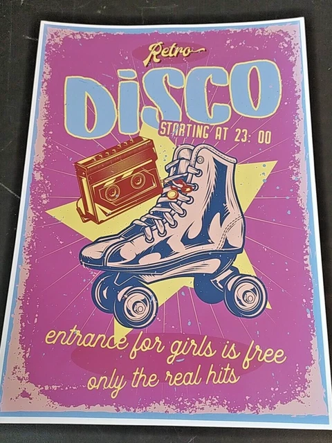 ICONIC POSTER STAMPA Retro Disco Vintage Stile 30x20 Illustrazione ...