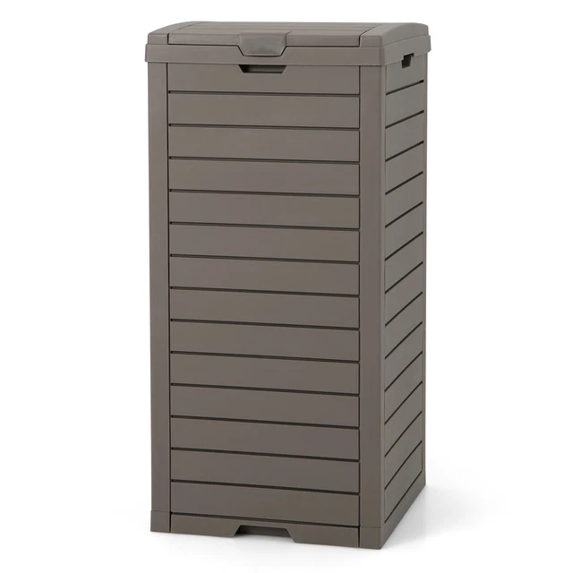 COSTWAY 140 L Outdoor Trash Can Waterproof Garbage Can w/ Slidable Tray ...