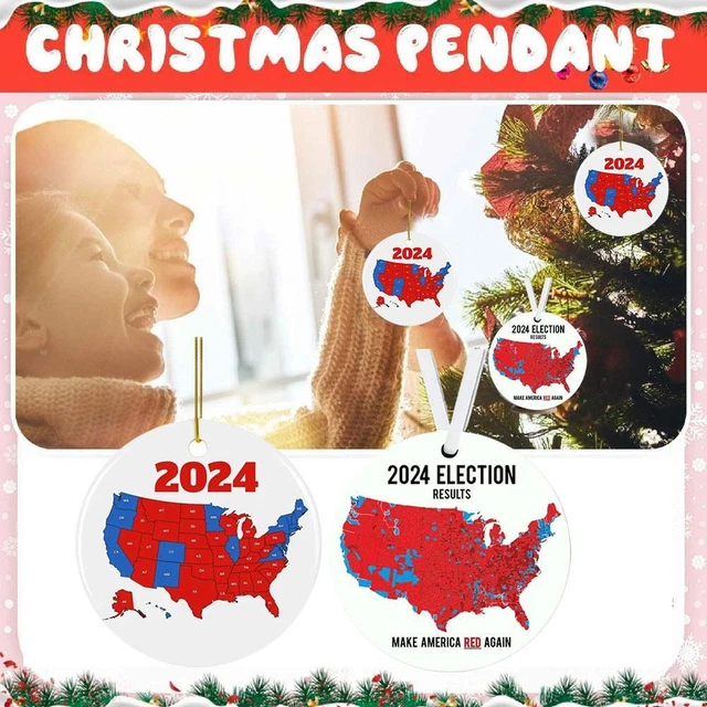 DONALD TRU*P 2024 Election Results Map-Ornament,USA 2024 Map Electoral ...