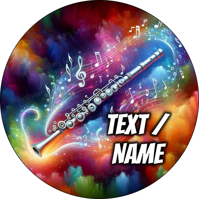 MUSIC CLARINET FLUTE Cake Topper Party Deco Edible Custom Personalised ...