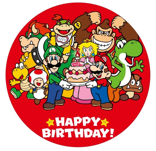 7.5& SUPER MARIO Happy Birthday Cake Topper Edible Icing/Rice Paper £6. ...