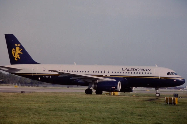 ORIGINAL 35MM COLOUR slide of Caledonian Airways Airbus A320-231 G-BVYB ...
