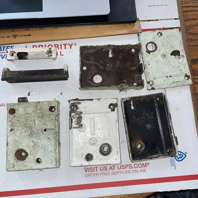 ANTIQUE CORBIN MORTISE hardware door salvaged lock parts + 1 J & N ...