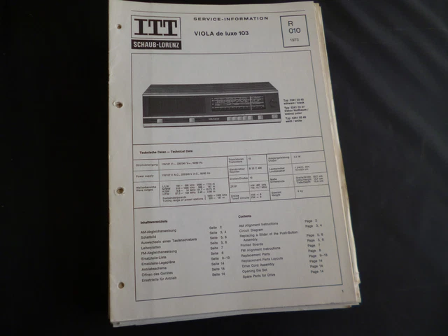 MANUEL D'ENTRETIEN ORIGINAL ITT Schaub-Lorenz stéréo 6000 Hifi EUR 10 ...