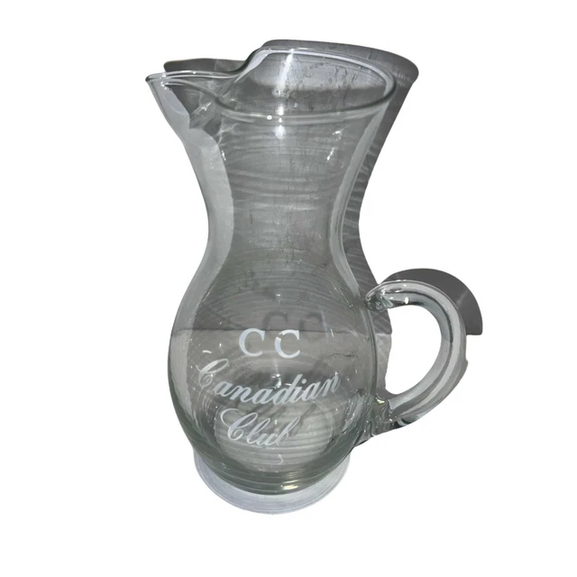 VINTAGE CANADIAN CLUB Whiskey Clear Glass Pitcher $12.50 - PicClick