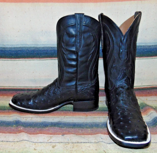 MENS RUJO THE Case Black Full Quill Ostrich Cowboy Boots 10.5 D New in ...