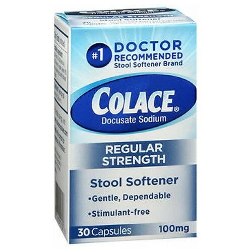 COLACE DOCUSATE SODIUM Stool Softener Laxative Capsules 100 mg Count of ...