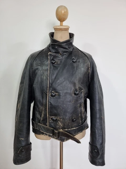 VTG 1930S WWII ITALIAN Military AVIATOR Leather Cyclist Flight ...