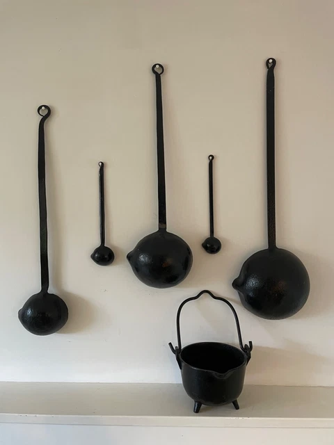 ANTIQUE HAND-FORGED WROUGHT iron foundry ladle and crucible set £52.72 ...