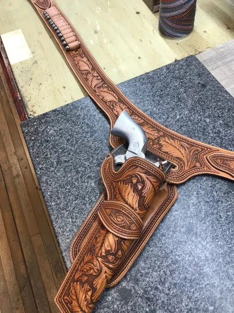 WESTERN SINGLE RIG Gun Belt And Holster Rig Tooled Lone Ranger made in ...