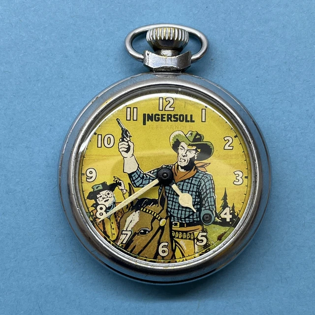 VINTAGE 1950S INGERSOLL Jeff Arnold Pocket Watch Eagle Comic Working £ ...