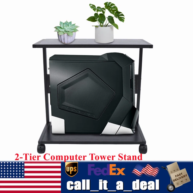 2-TIER COMPUTER TOWER Stand, Under Desk CPU Stand PC Stand w/ Rolling ...