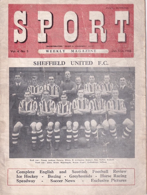 VINTAGE SPORT WEEKLY Magazine - Vol 4 # 5 Sheffield United FC 1948 $12. ...