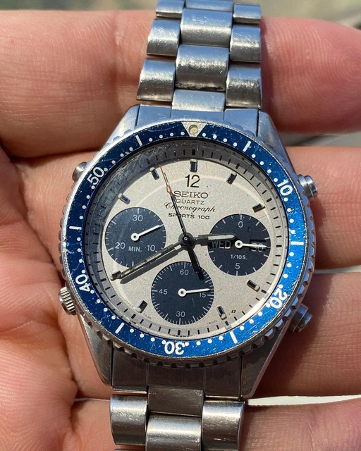 SEIKO QUARTZ CHRONOGRAPH Sports 100 Paul Newman Dial Ref 7A38-6000 Rare ...
