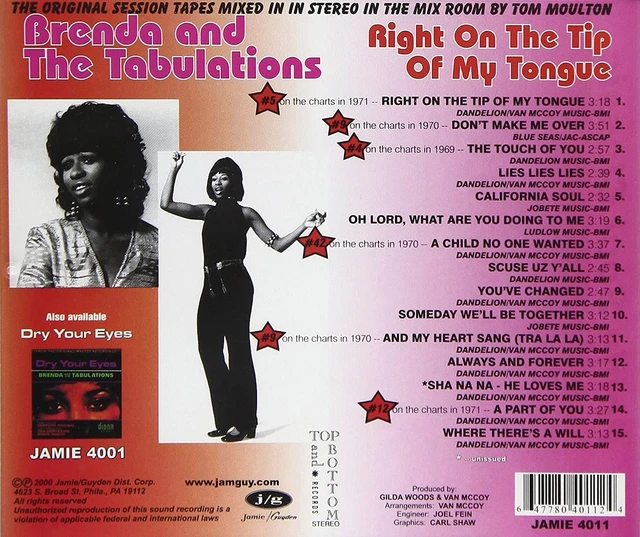 BRENDA & TABULATIONS Right on the Tip of My Tongue (CD) EUR 24,09 ...