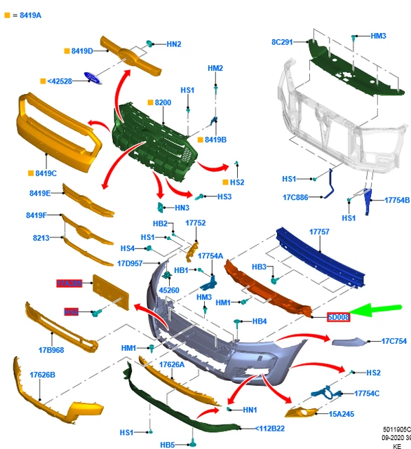 FORD RANGER T6 MK1 Front Bumper Foam Isolator Absorber Assy 2225373 NEW ...
