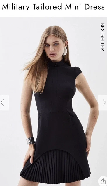 KAREN MILLEN BLACK sporty/ Military Dress. Size 12. Very Good Condition ...