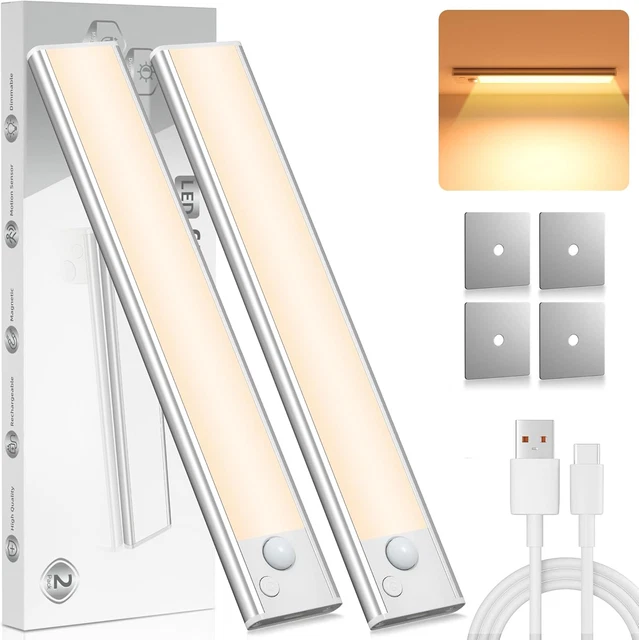 UNDER-CABINET-KITCHEN-LIGHTS-LED-MOTION-SENSOR-RECHARGEABLE-CUPBOARD ...