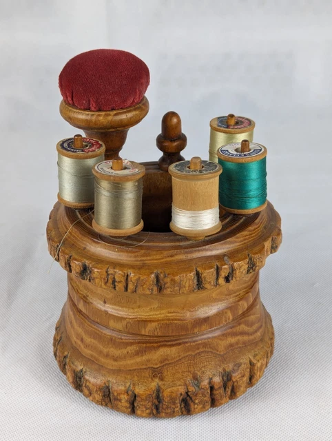 WOODEN BOBBIN STAND Antique Sewing Thread Reel Treen £100.00 - PicClick UK
