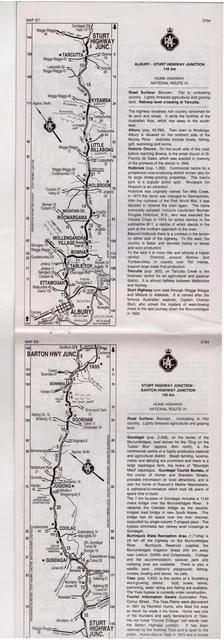 AUSTRALIAN TRAVEL EPHEMERA 1990s. RACV Strip Map of Melbourne to Sydney ...