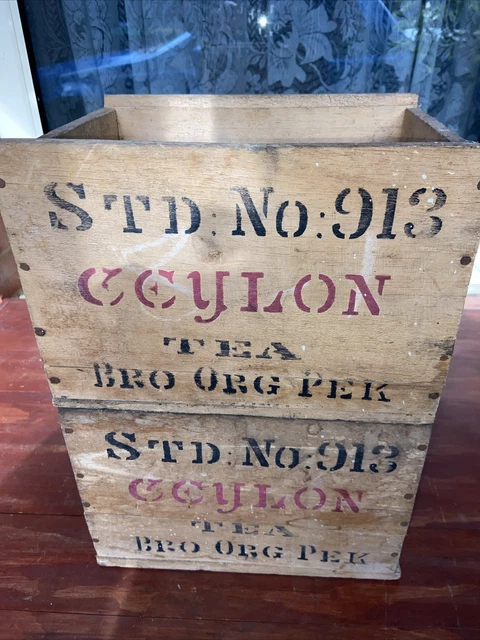 VINTAGE ADVERTISING TIMBER.5 Pound Ceylon Tea Box. Standard No. 913. X ...