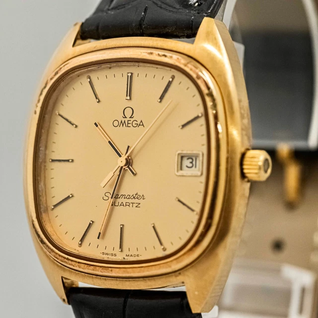 *EXC+5* VINTAGE OMEGA Seamaster Cal.1342 Quartz Gold Dial Date Mens ...