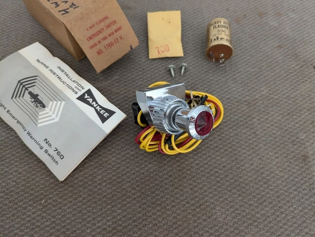 1950S 1960S HAZARD light switch red jewel eye Yankee emergency warning ...