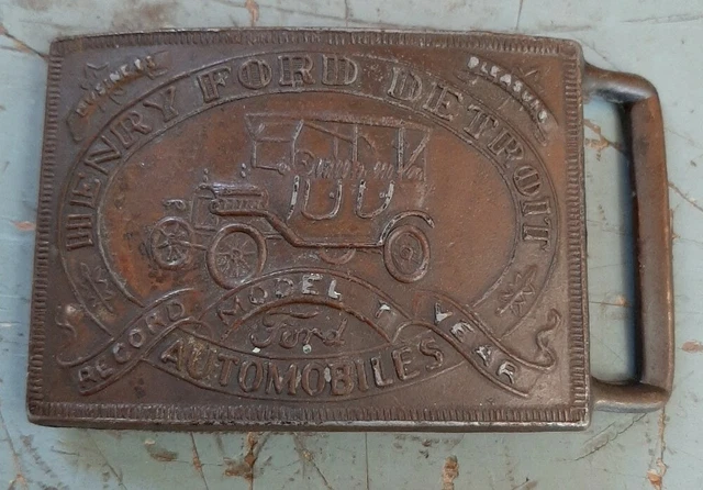 VINTAGE HENRY FORD Detroit Model T Automobiles Brass Belt Buckle $33.51 ...