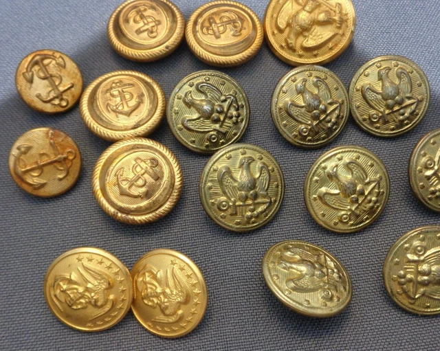 OLD MILITARY NAVY Anchor Eagle Metal Button 17 Pc Lot Waterbury £21.71 ...