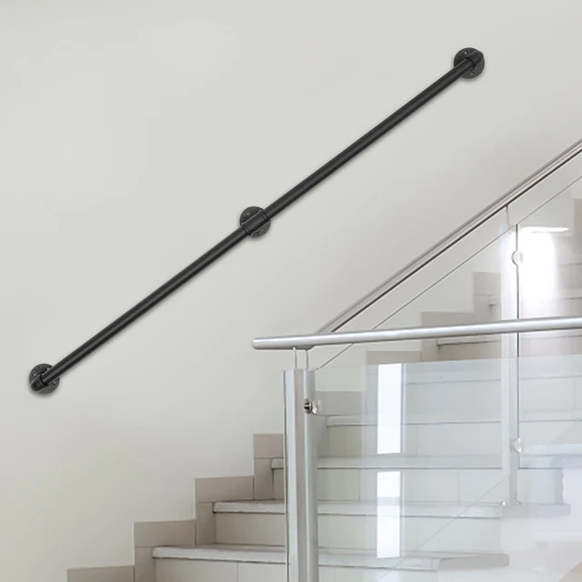 5 FT HANDRAIL Stair Rail Grab Balustrade Kit Black Iron Pipe Staircase Banister £29.76 - PicClick UK