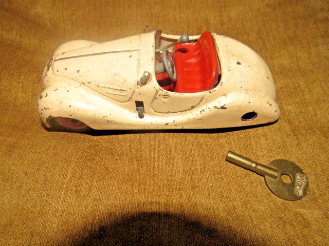 VINTAGE 1950S SCHUCO EXAMICO 4001 RARE WHITE TIN WIND UP MOTOR SPORTS ...
