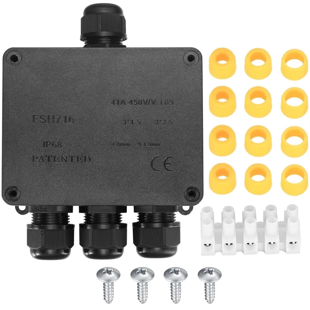 IP68 WATERPROOF JUNCTION Box, 4-Way Outdoor Electrical Cable £14.19 ...