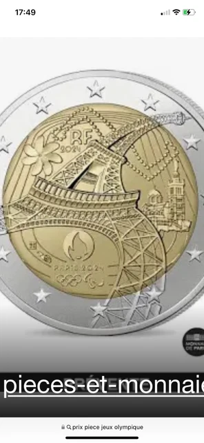 PIÈCE 2 EUROS jo 2024 JEUX OLYMPIQUES DE PARIS 2024 PIÈCE- COMMÉMORATIVE Neuve ! EUR 100,00 ...