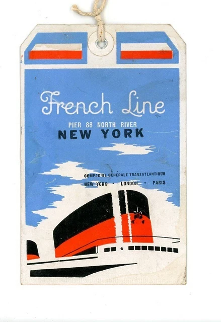 1951 LIBERTE' FRENCH Line New York Baggage Tag Cabin Class Paris France ...
