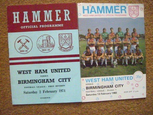 WEST HAM UNITED v BIRMINGHAM CITY 2 PROGRAMMES £1.00 - PicClick UK