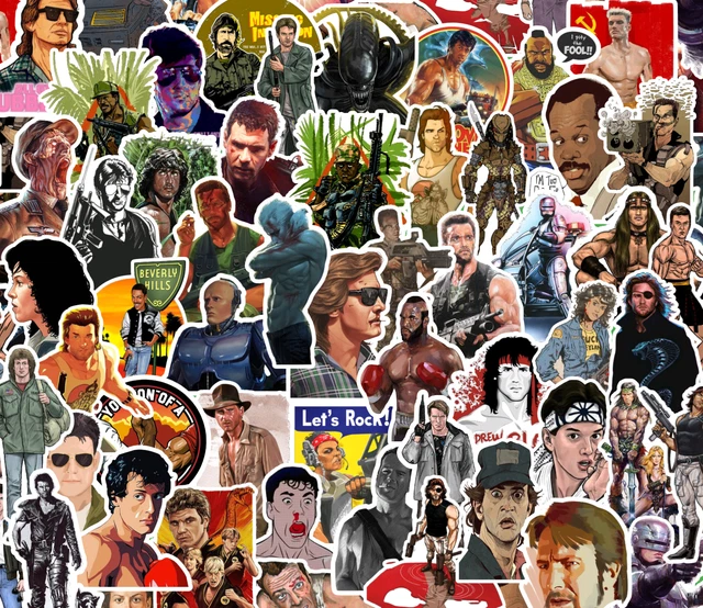 25/50 80'S ACTION Movie Sticker Pack-Waterproof Vinyl-Terminator ...