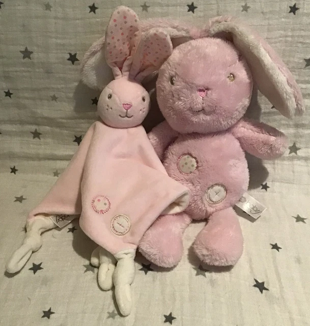 CHAD VALLEY BABY Bunny Pink White Plush Soft Toy & Comforter My First ...