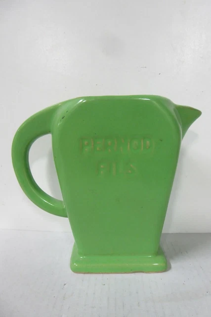 VINTAGE PERNOD FILS 45 Art Deco Jug Cocktail Bar Revol Pottery Green ...