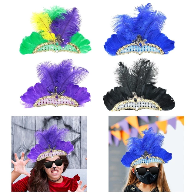 HALLOWEEN HEADPIECES EASY to Wear Simulated Feather Headdress for Role ...