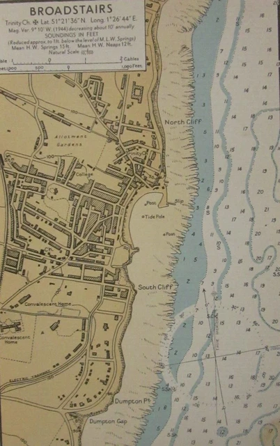 1943 WW2 D DAY Admiralty Map Chart BROADSTAIRS ref:75 £12.00 - PicClick UK