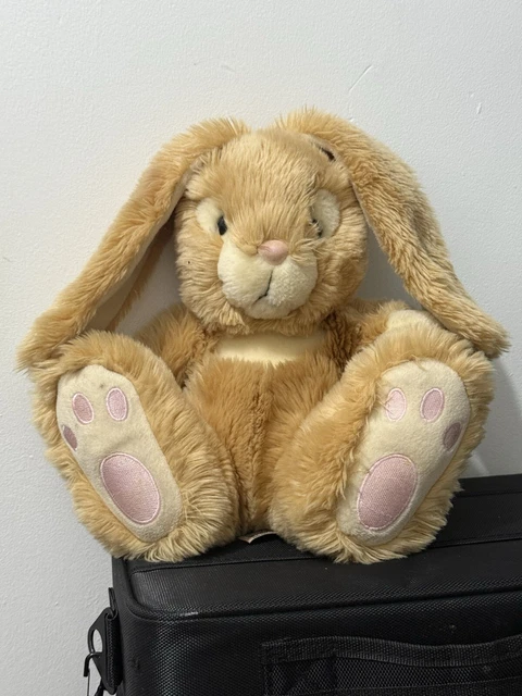 KEEL TOYS BUNNY Soft Toy Brown & White Fluffy Rabbit Pink Ears 6.5 ...