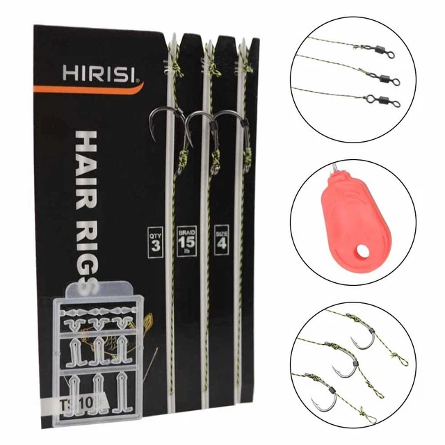 PREMIUM CARP FISHING Hair Rigs with Fluorocarbon Leader for Versatile ...