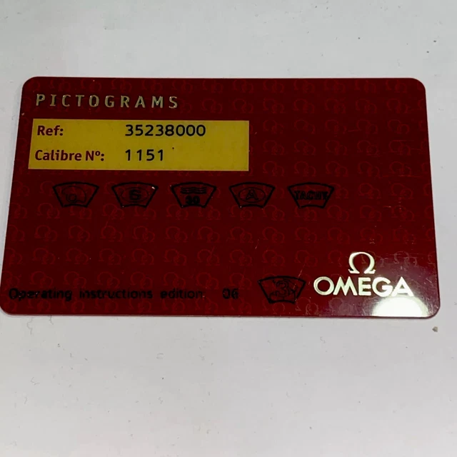 VINTAGE RARE OMEGA Speedmaster Cal 1151 Wristwatch Pictograms Card ...