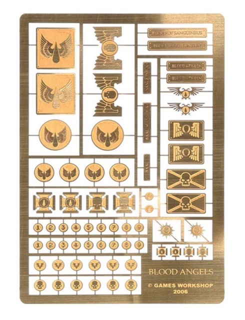 WARHAMMER 40K BLOOD Angels Brass Etch Symbols Forgeworld On Sprue Bits ...