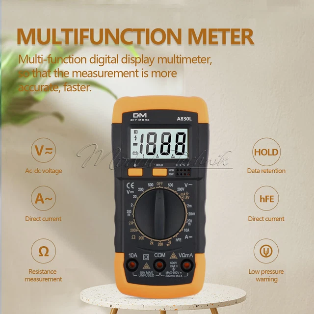 A830L DIGITAL MULTIMETER Ammeter Voltmeter DC AC Voltage Diode ...